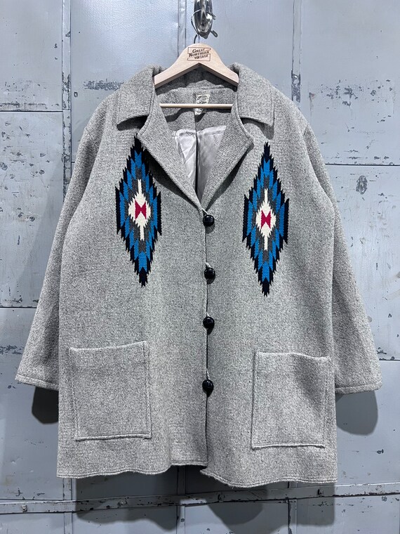 1940s Gray and blue Chimayo Jacket Chimayo Ortega's C… - Gem