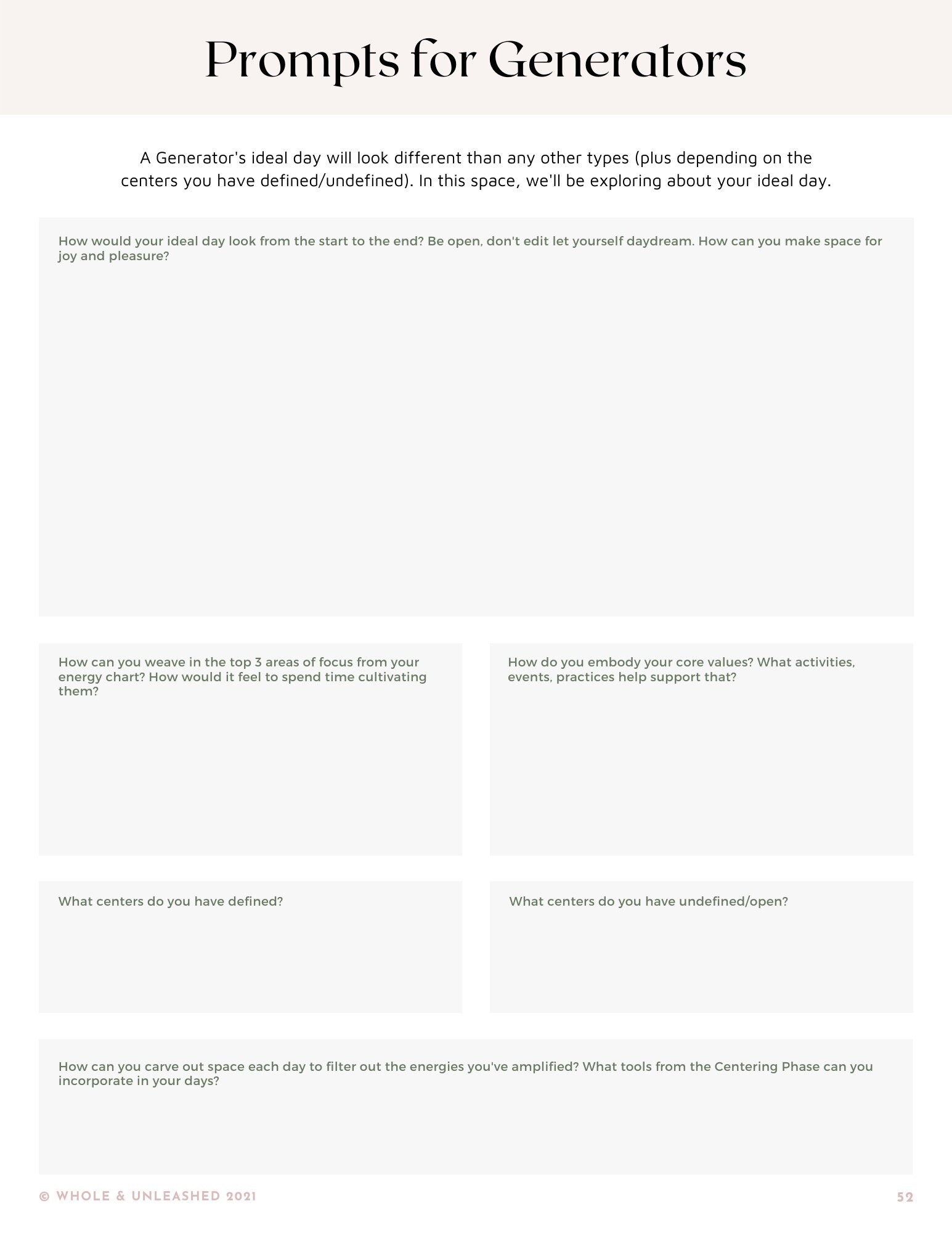 Introduction to Human Design Workbook Type, Strategy, Authority, Definition Along With Prompts ...