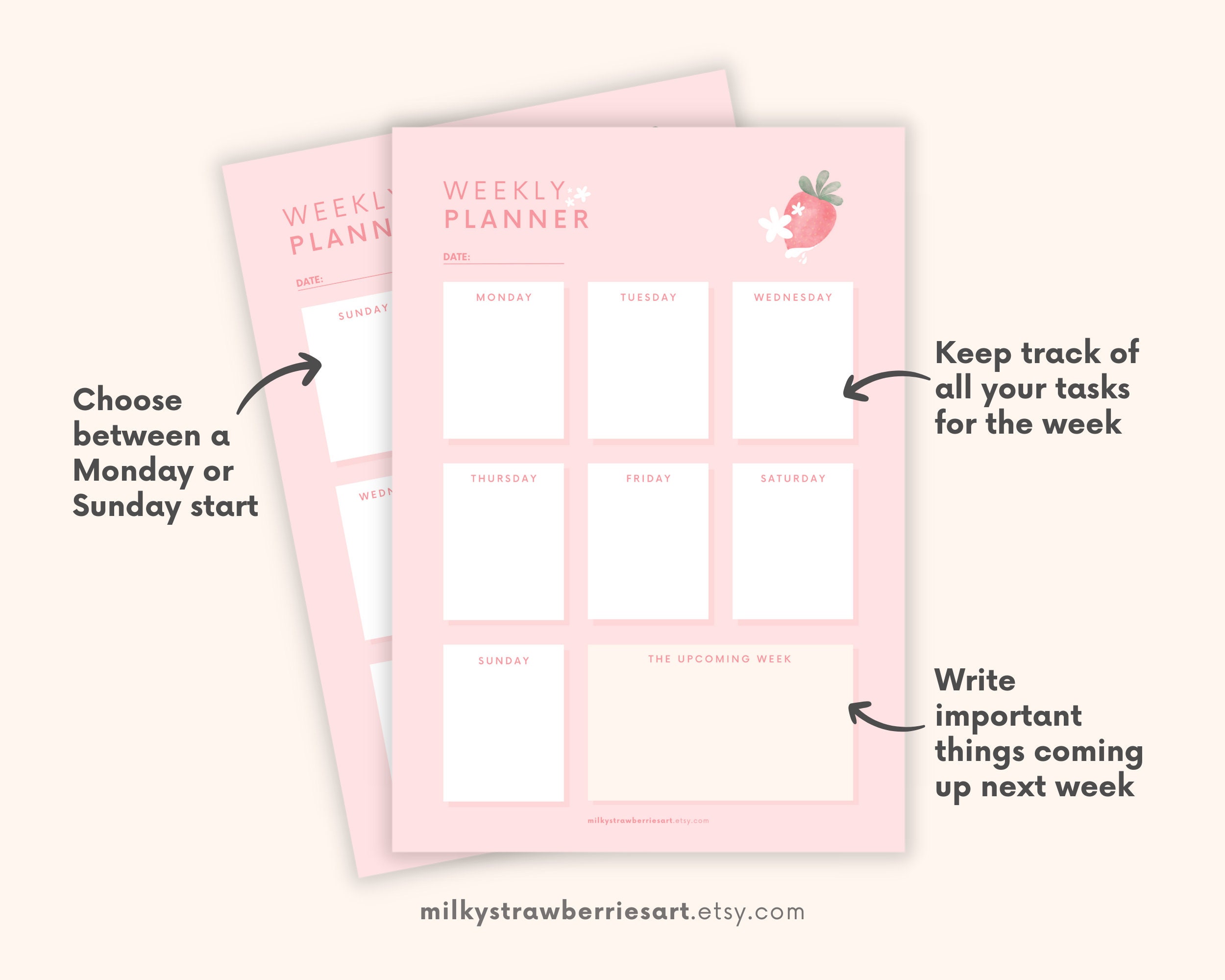 Cute Digital Weekly Planner, Printable Weekly Planner, Weekly Planner ...