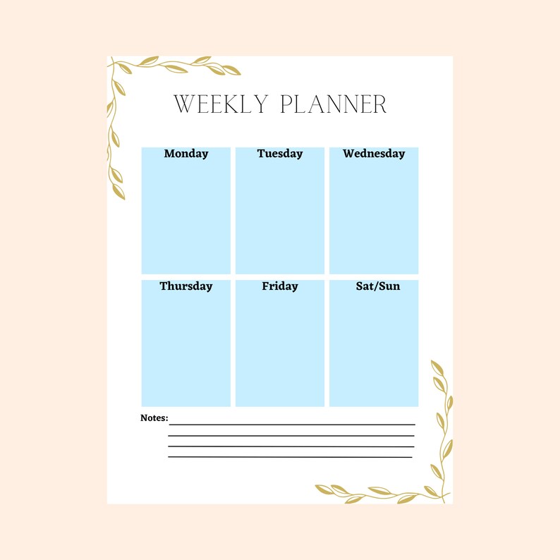 Weekly Planner Sheet Printable Weekly Planner Sunday to - Etsy