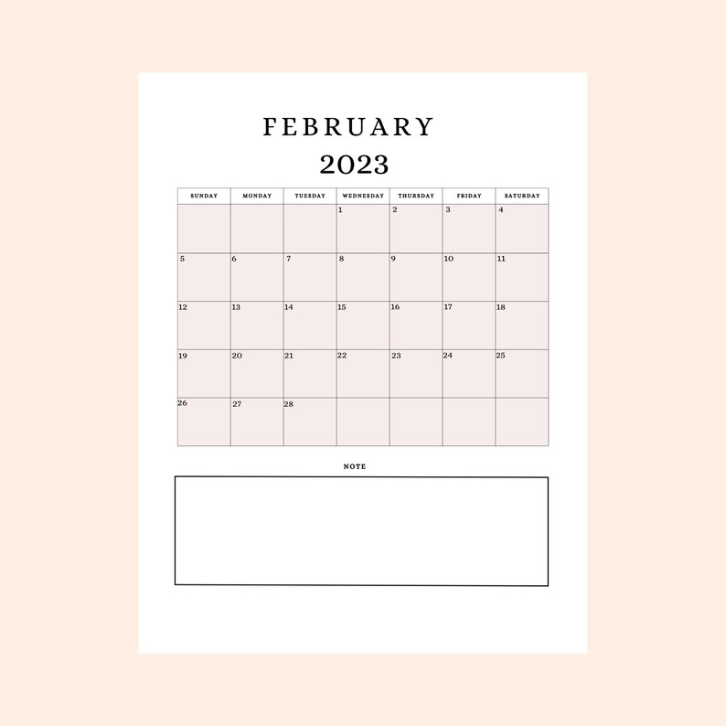 Printable February 2023 Calendar, Digital Calendar, Download Printable ...