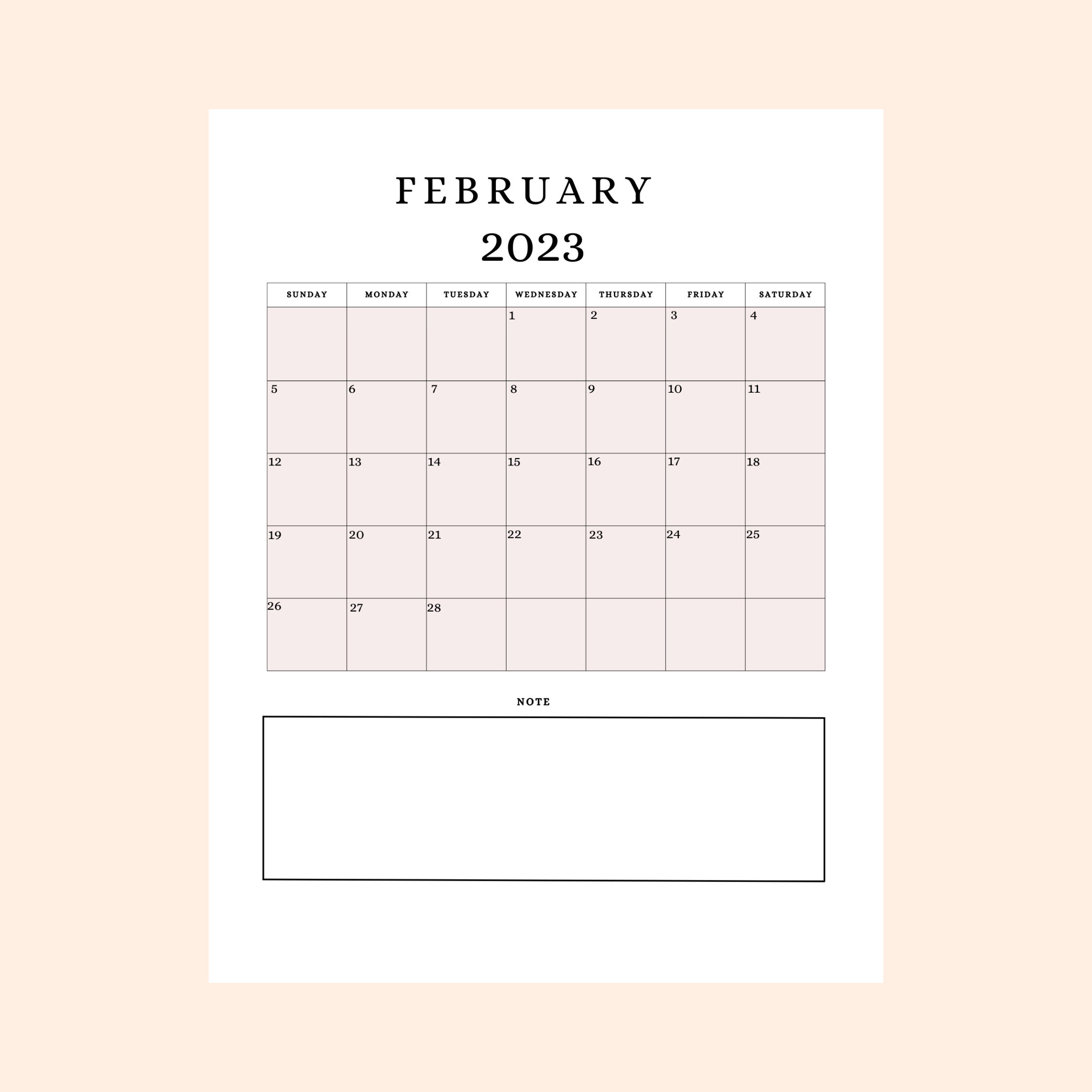 Printable February 2023 Calendar, Digital Calendar, Download Printable ...