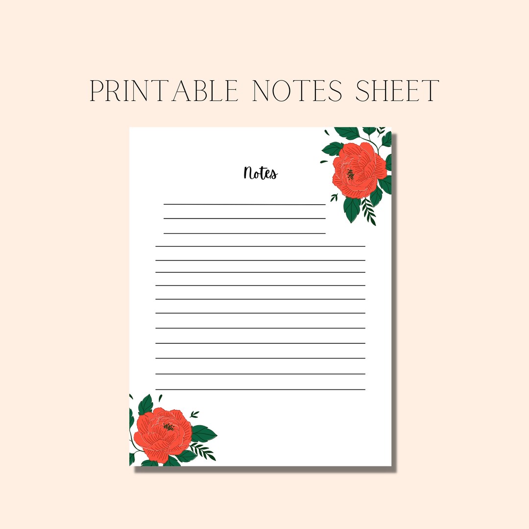 Hoja de notas imprimibles notas imprimibles hoja de papel de - Etsy México