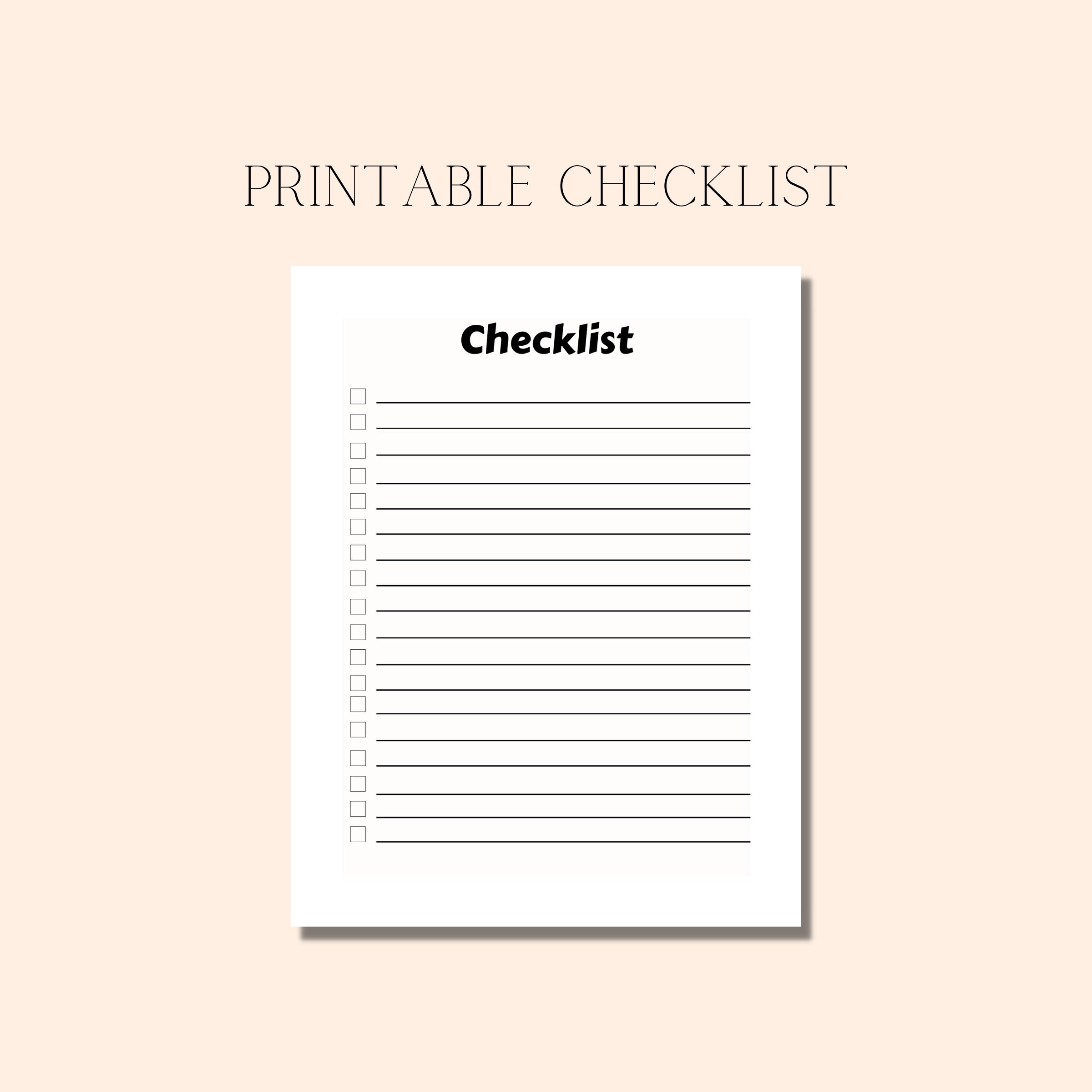 Printable Checklist, Daily Checklist, Checklist for Chores, Checklist ...
