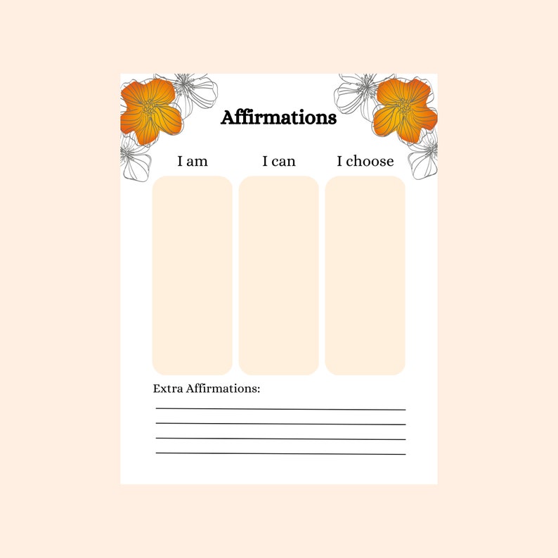Printable Affirmation Sheet, Vision Board, and Motivation Sheets ...