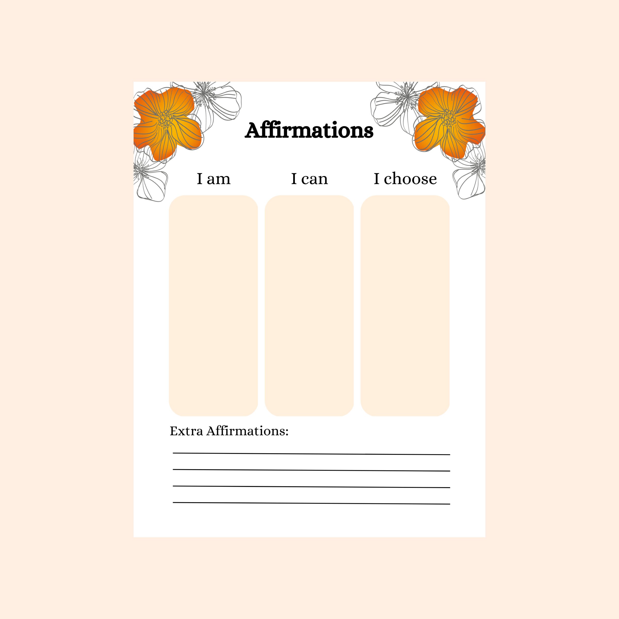 Printable Affirmation Sheet, Vision Board, and Motivation Sheets ...
