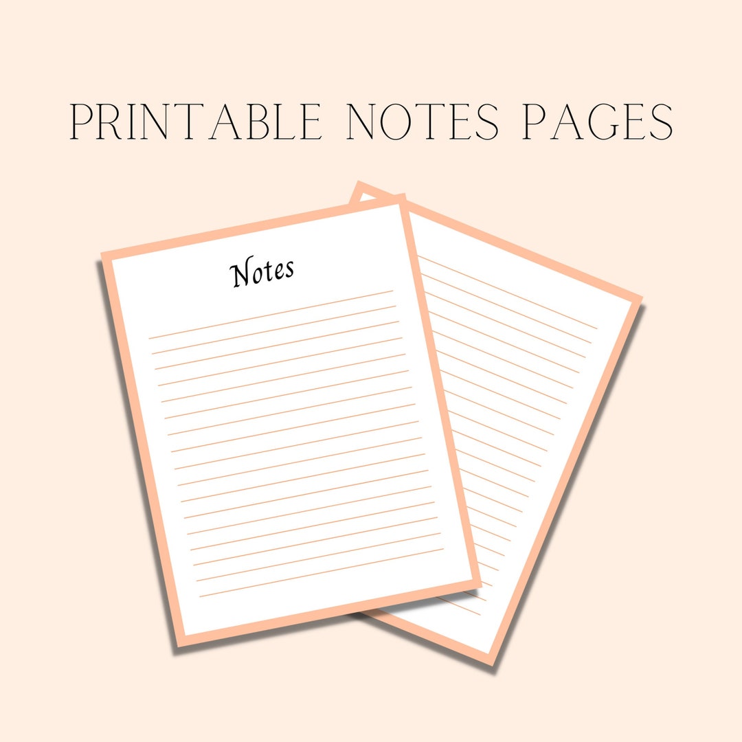 Printable Lined Notes Pages (8.5 X 11 Inches) (digital Download) - Etsy