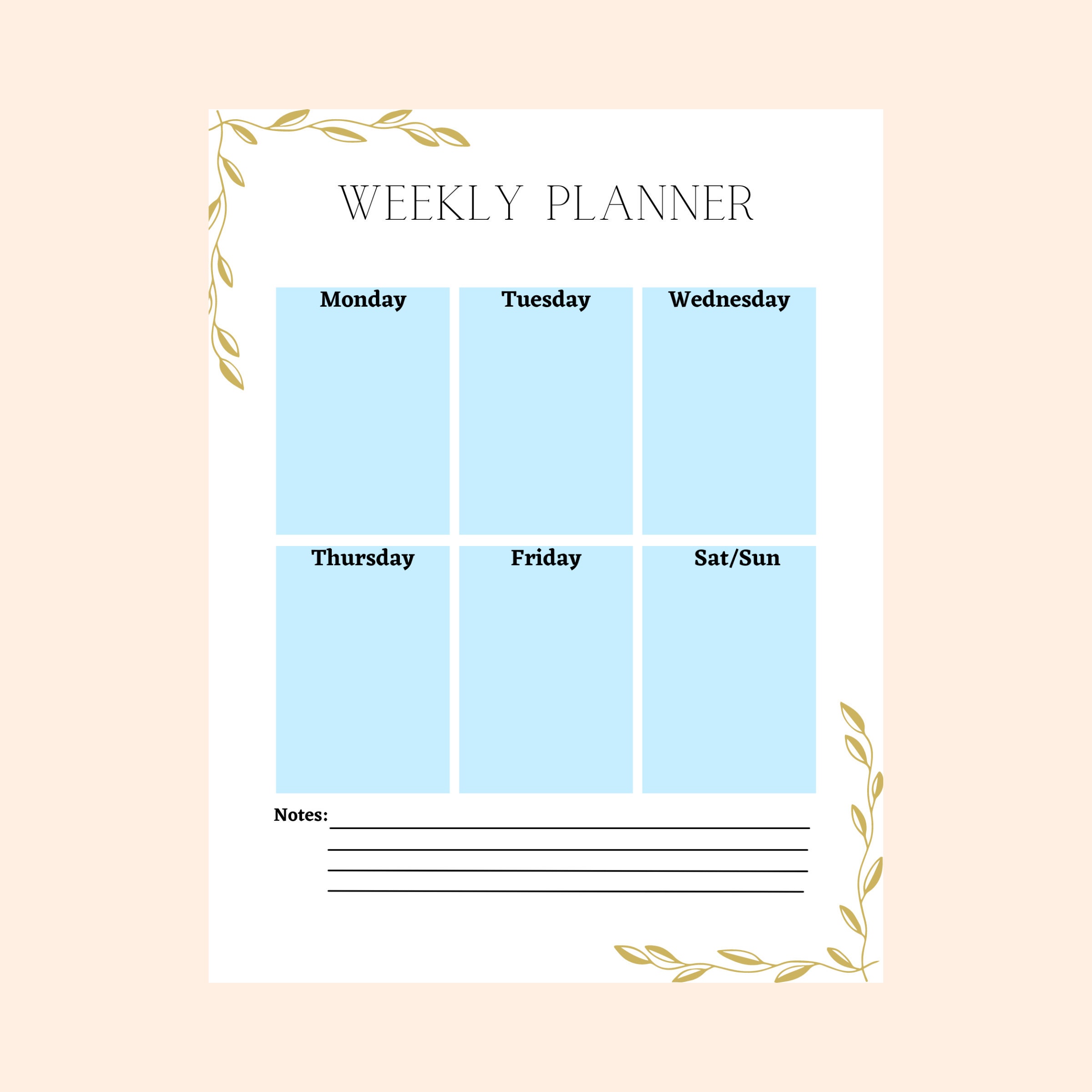 Weekly Planner Sheet Printable Weekly Planner Sunday to | Etsy