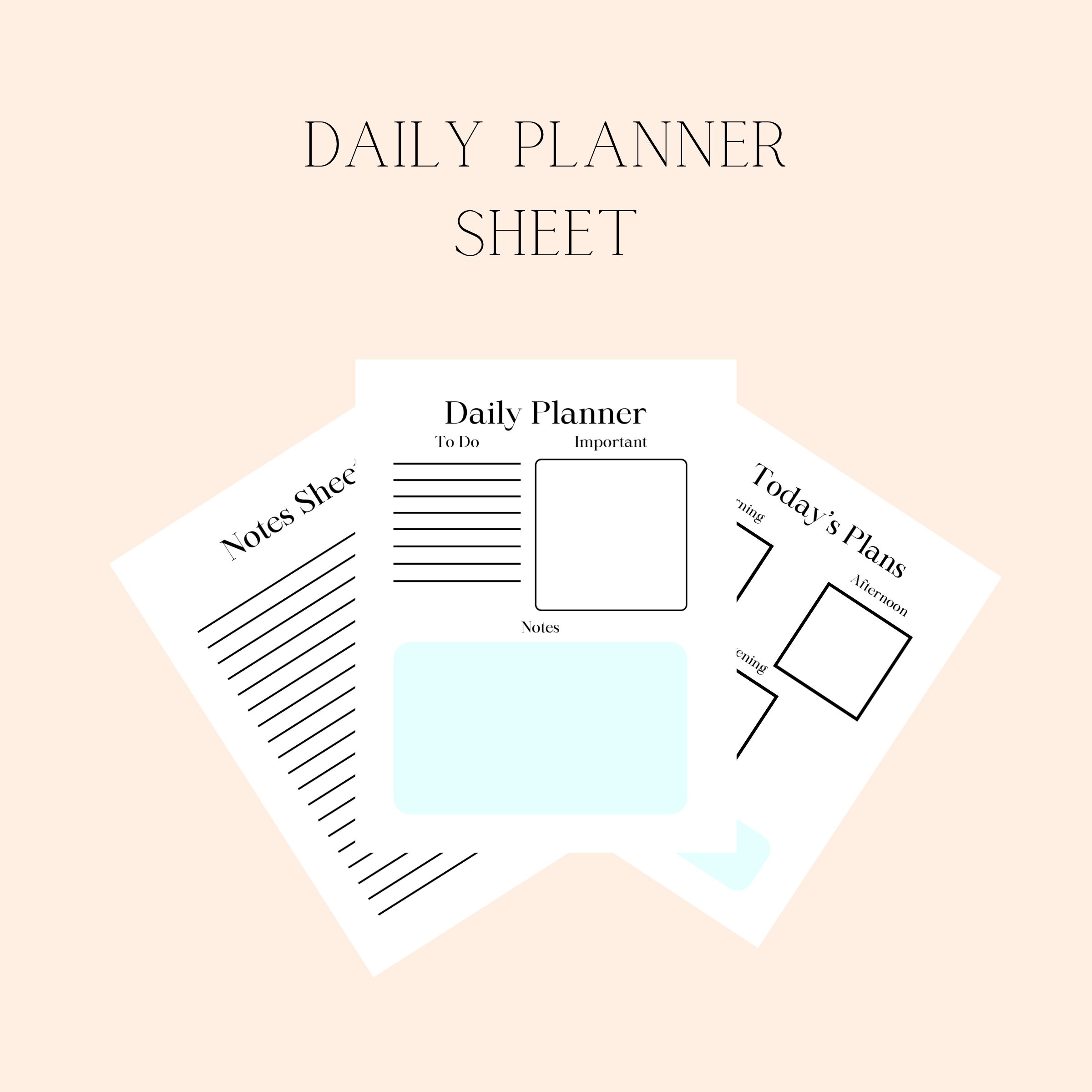 Printable Daily Planner Sheets, Printable Planner Sheets, Daily Planner ...