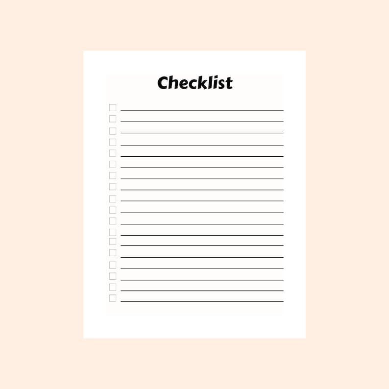 Printable Checklist, Daily Checklist, Checklist for Chores, Checklist ...