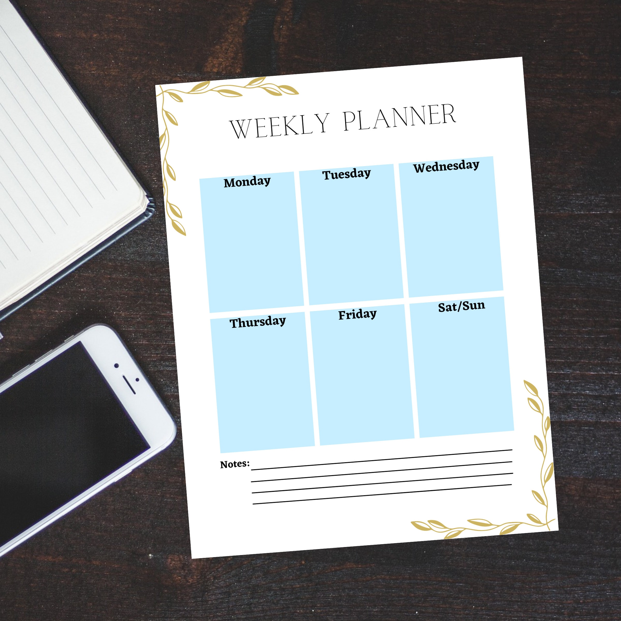 Weekly Planner Sheet, Printable Weekly Planner, Sunday to Saturday ...