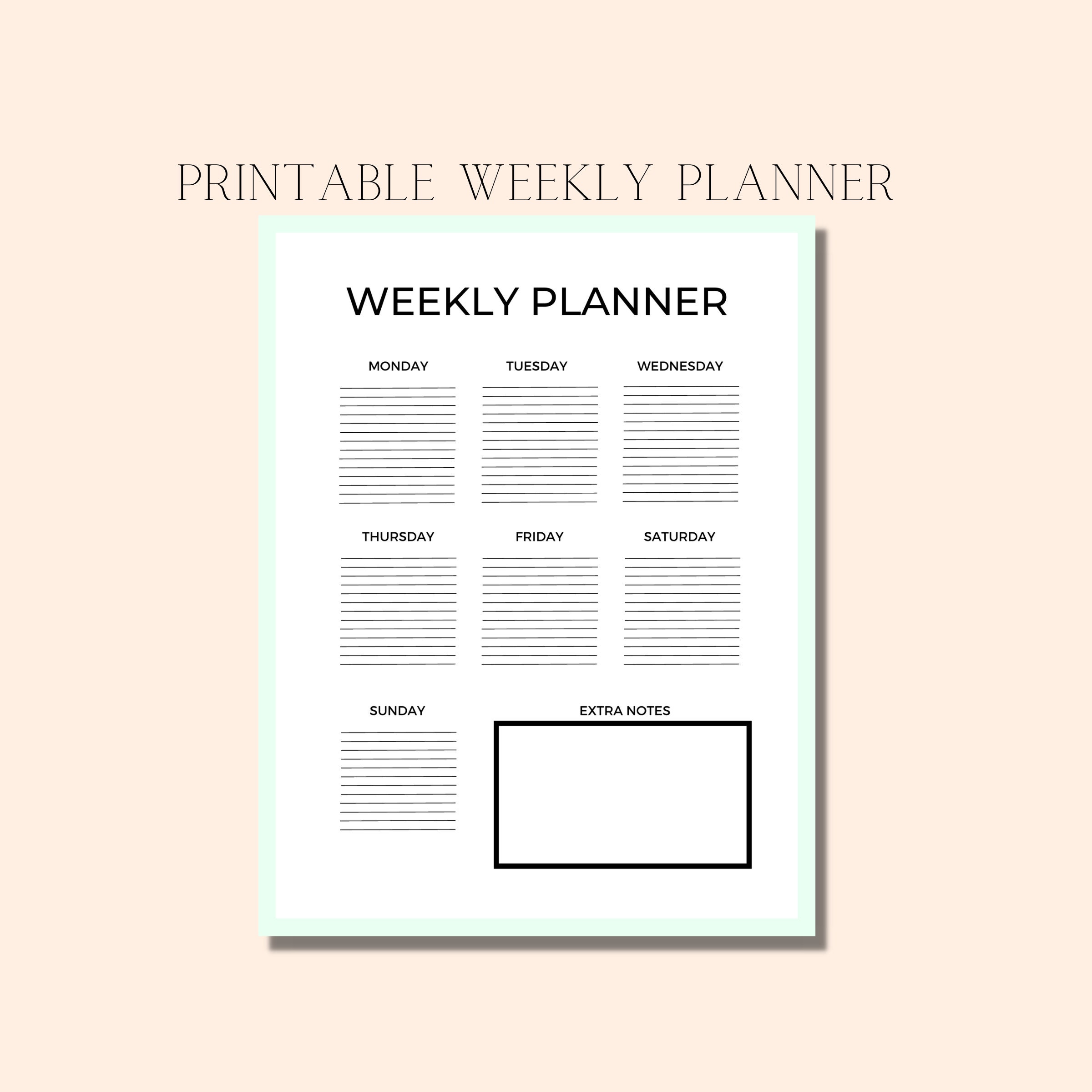 Printable Weekly Planner Sheet, Download Printable Planner Sheet ...