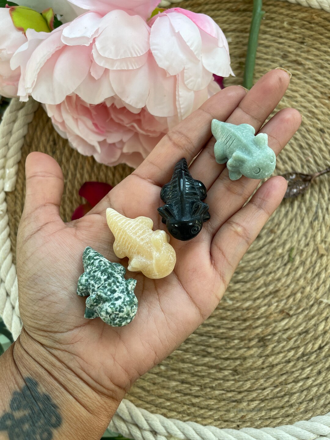 Crystal Axolotl Assorted Polished Carved Natural Stone Salamander ...