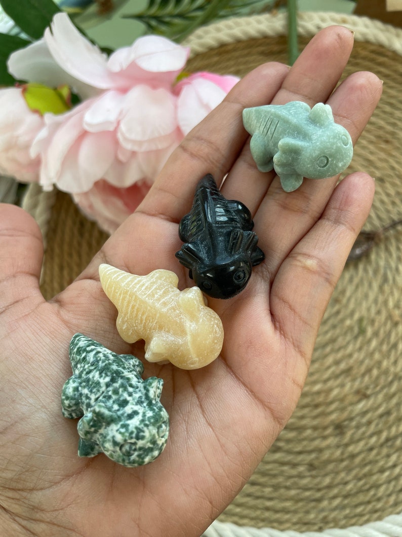 Crystal Axolotl Assorted Polished Carved Natural Stone Salamander ...