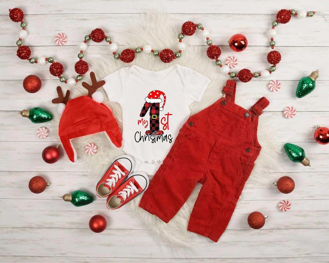 Baby Girl My First Christmas Outfit, Buffalo Plaid Newborn Girl Boy 1st ...