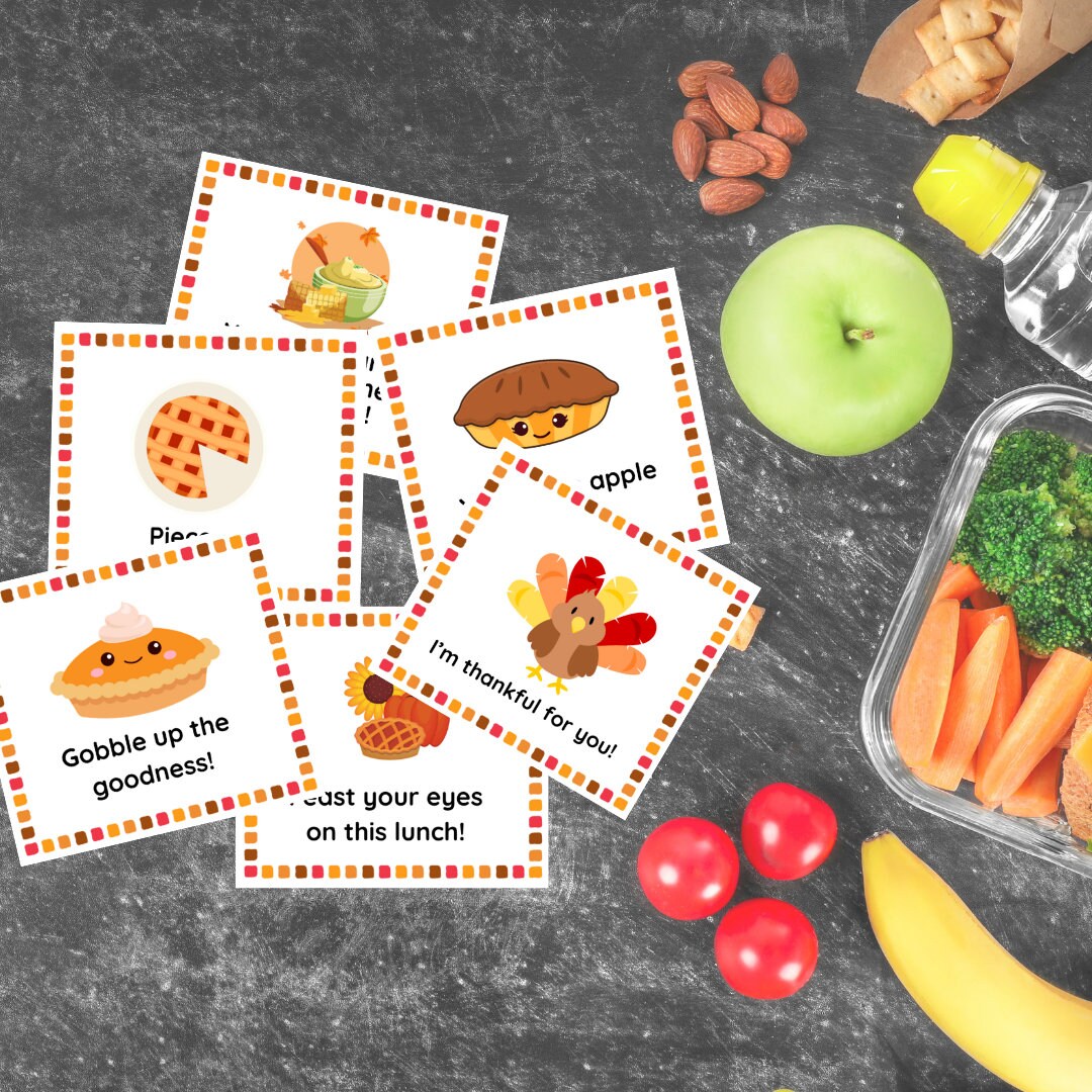 Thanksgiving Lunch Notes, Lunch Box Cards, Joke Lunch Box Notes ...
