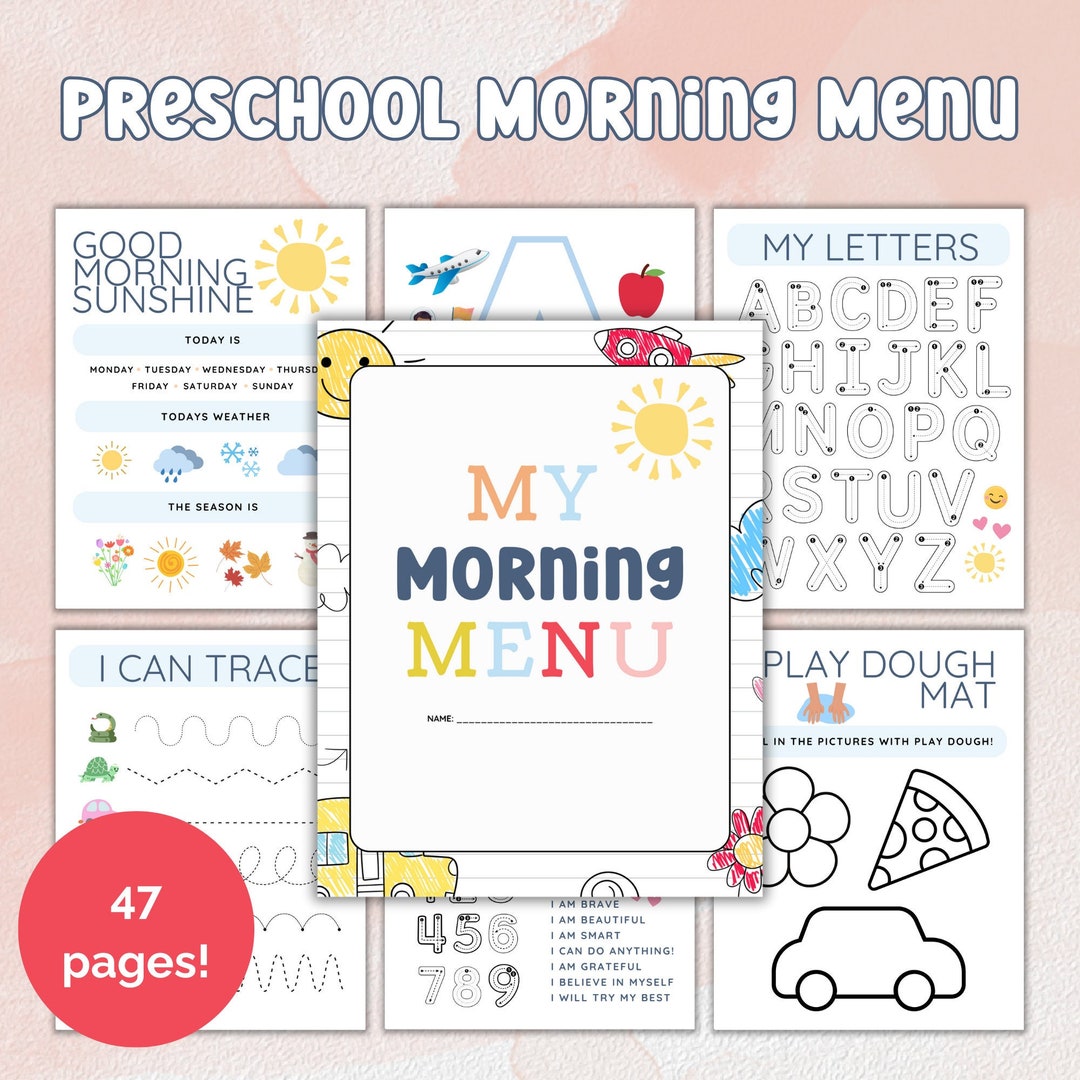 Preschool Morning Menu Printable, Homeschool Preschool, Preschool ...