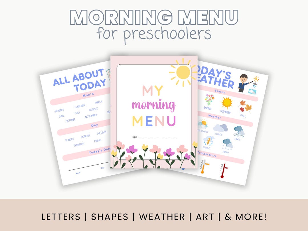 Preschool Morning Menu Printable, Homeschool Preschool, Preschool ...
