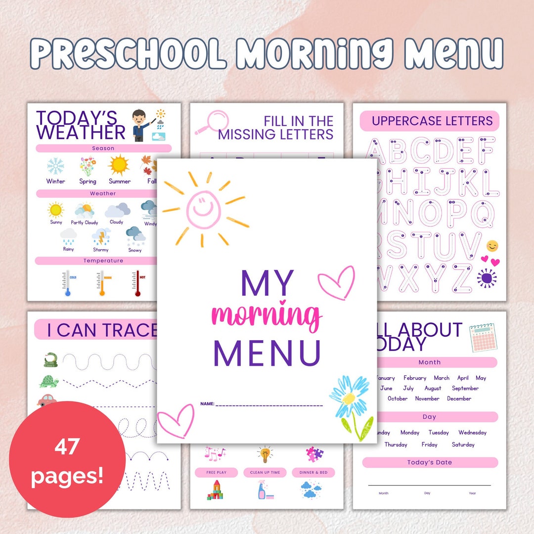 Preschool Morning Menu Printable, Homeschool Preschool, Preschool ...