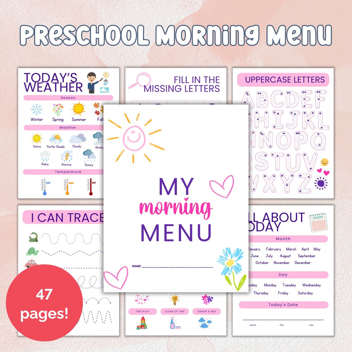 Preschool Morning Menu Printable, Homeschool Preschool, Preschool ...