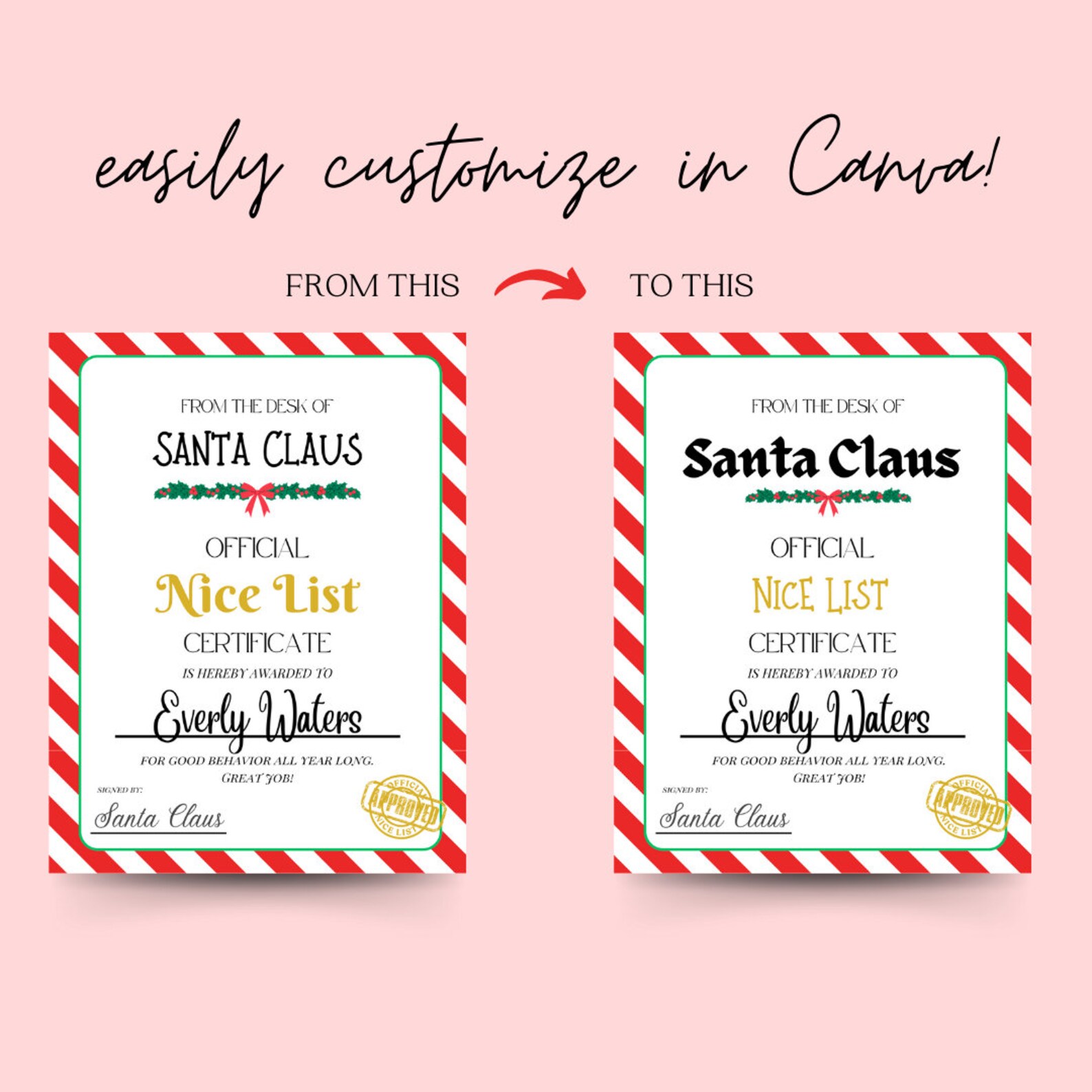 Letter From Santa Santa Nice List Santa Letter Template - Etsy