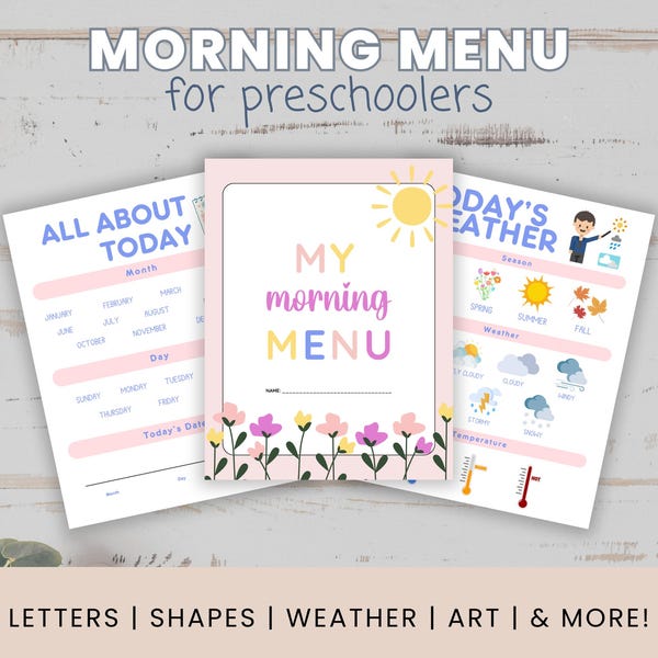 Preschool Morning Menu Printable, Homeschool Preschool, Preschool ...