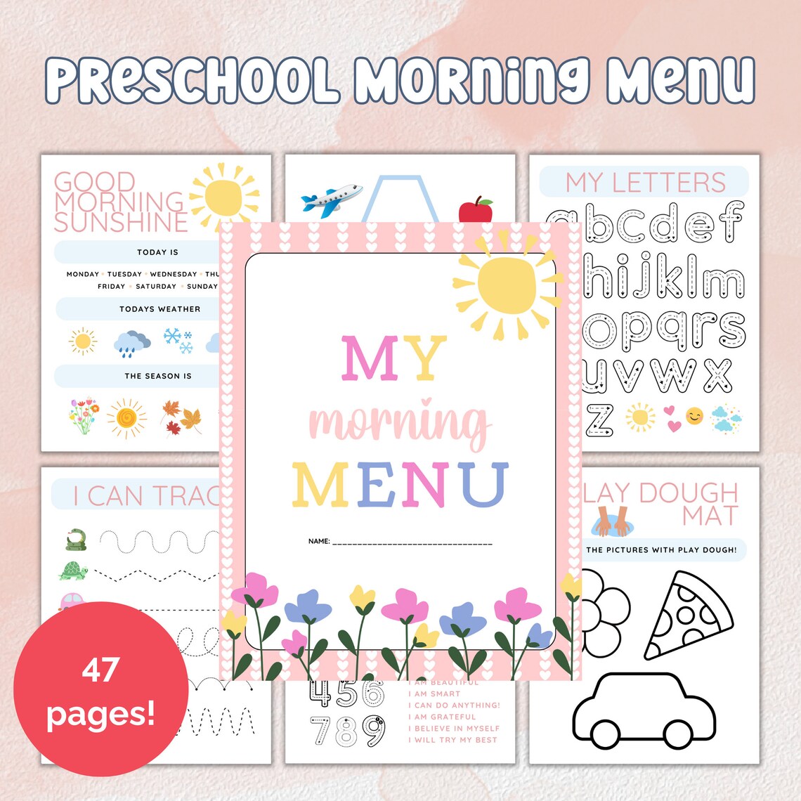 Preschool Morning Menu Printable Homeschool Preschool - Etsy