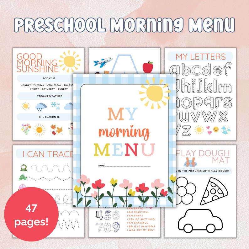 Preschool Morning Menu Printable, Homeschool Preschool, Preschool ...
