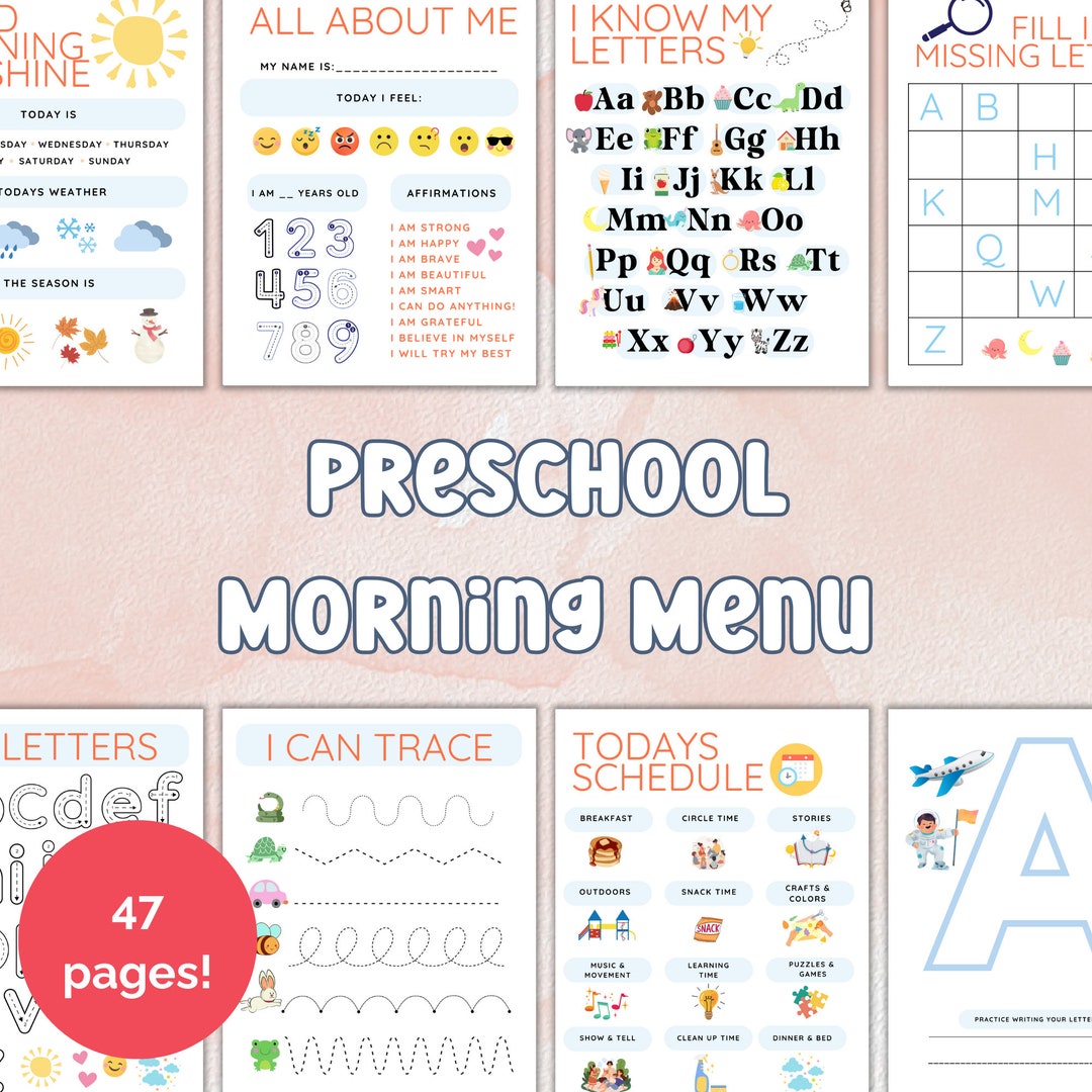 Preschool Morning Menu Printable, Homeschool Preschool, Preschool ...