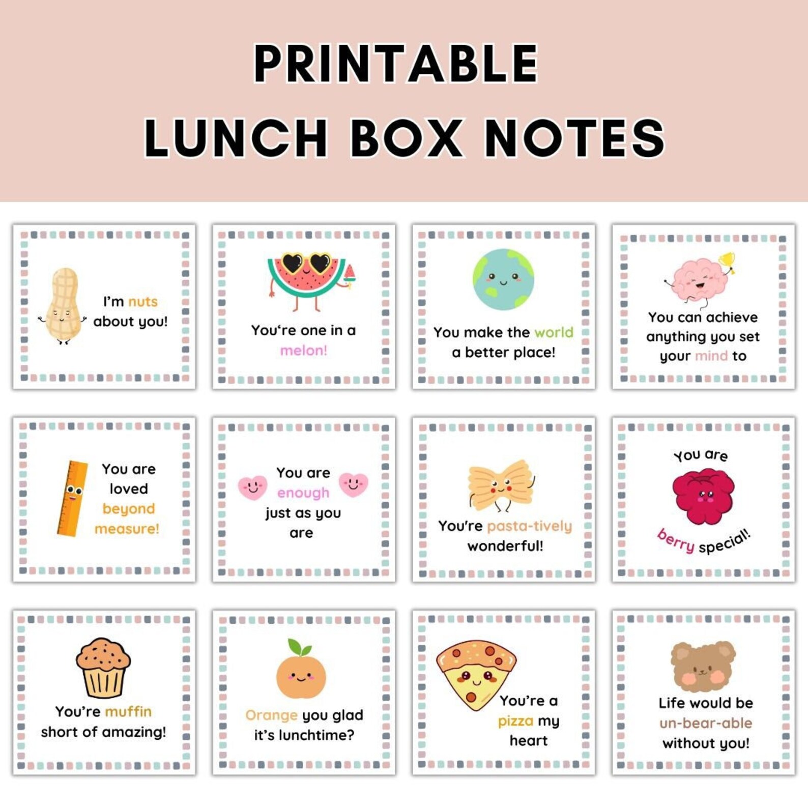 Lunch Notes, Lunch Box Cards, Joke Lunch Box Notes, Encouragement Cards ...