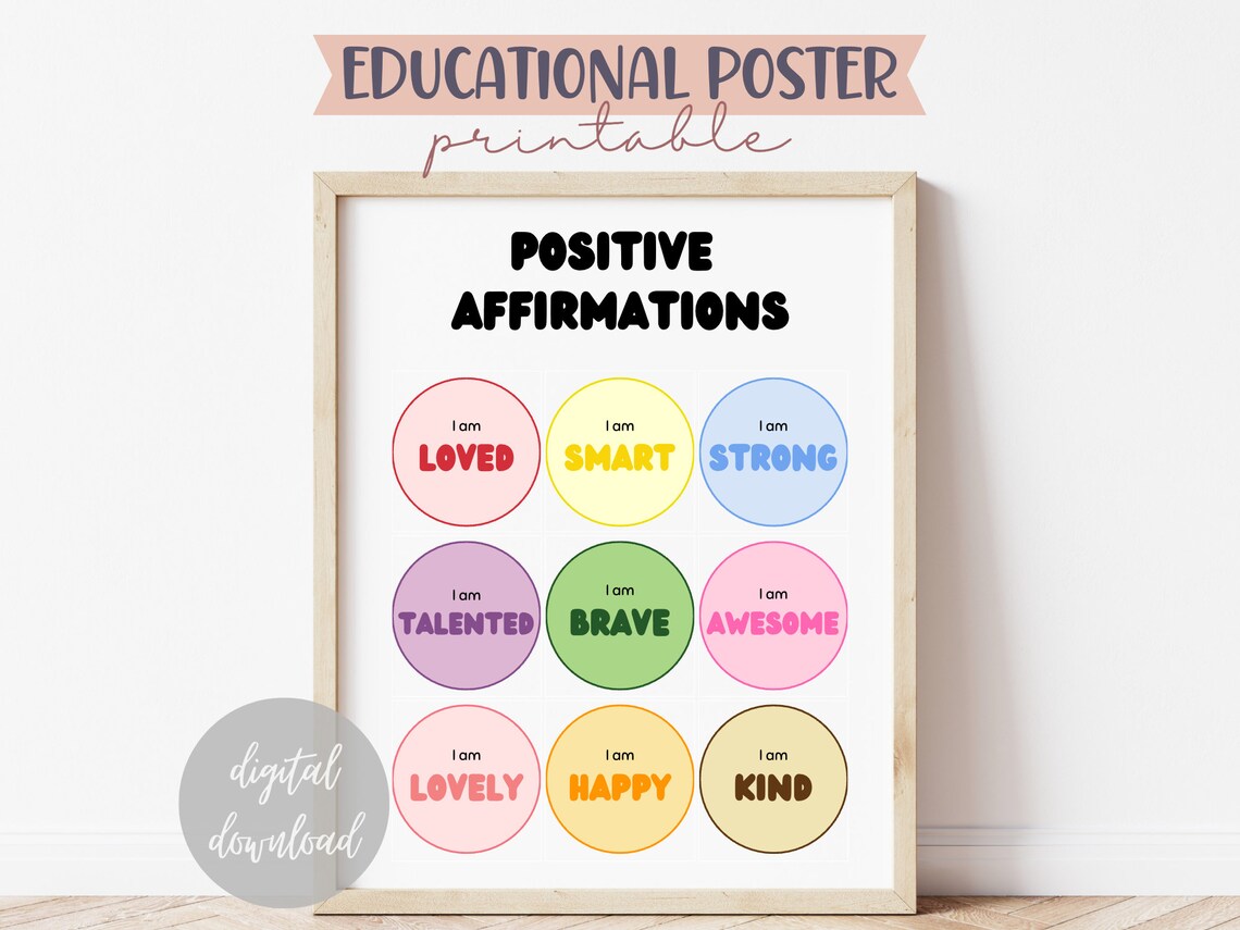 Positive Affirmations Educational Poster Printable Download for ...