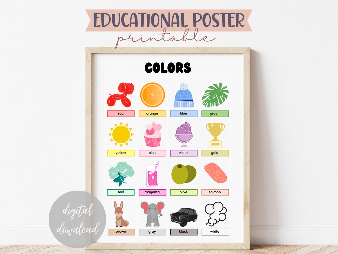 Colors Educational Poster Printable Download for Homeschool, Classroom ...