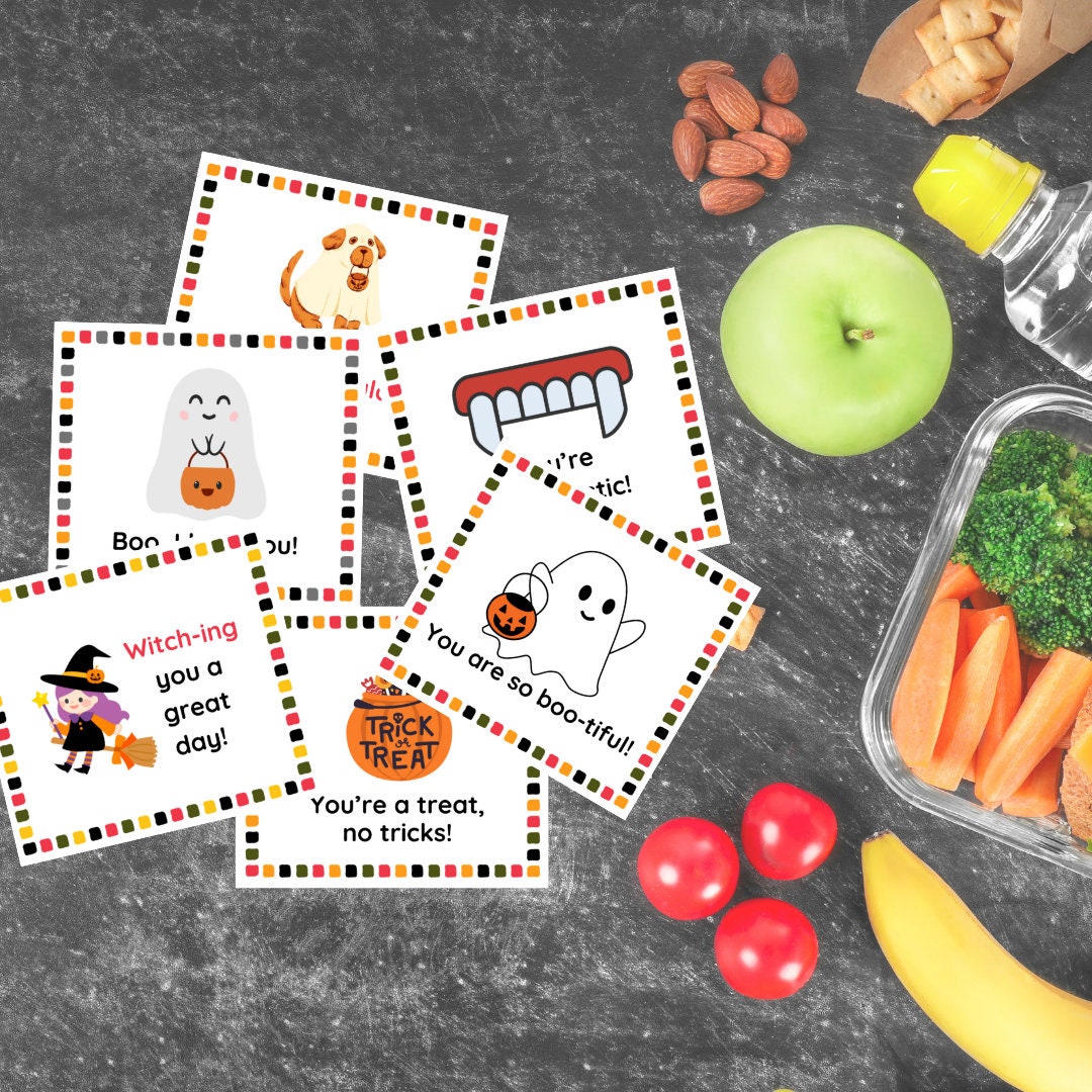 Halloween Lunch Notes, Lunch Box Cards, Joke Lunch Box Notes ...