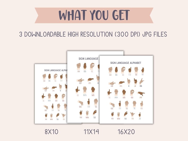 ASL American Sign Language Alphabet Educational Poster Printable ...