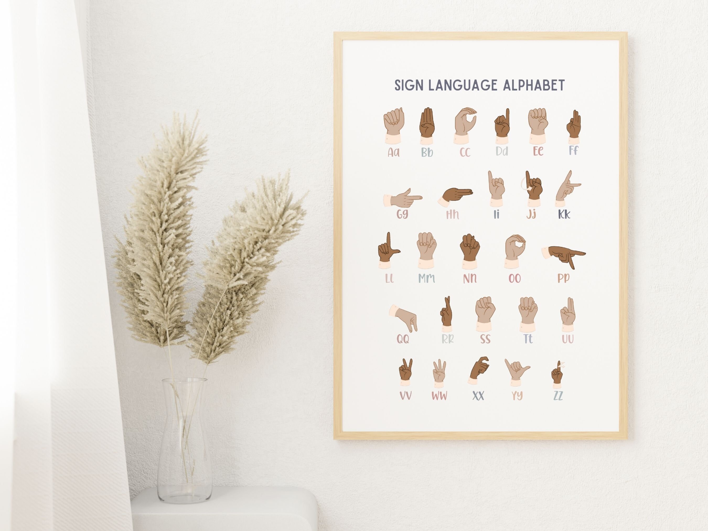 ASL American Sign Language Alphabet Educational Poster Printable ...
