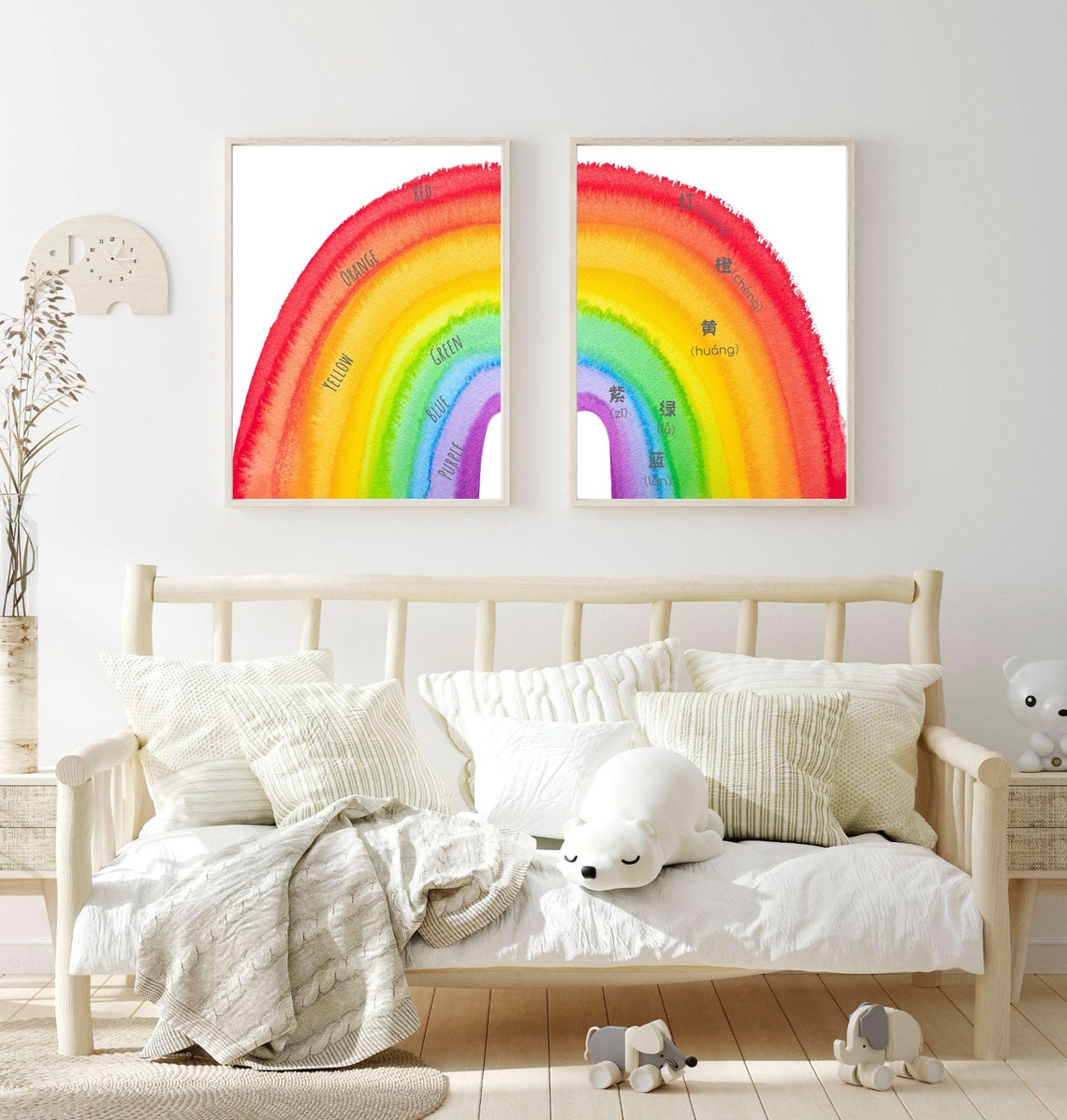 Bilingual Kids Rainbow Posters Set of 2 | Learn Colors |learn Chinese ...