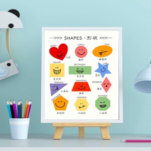 Bilingual Shapes Poster | Learn Chinese |bilingual Education |kids ...