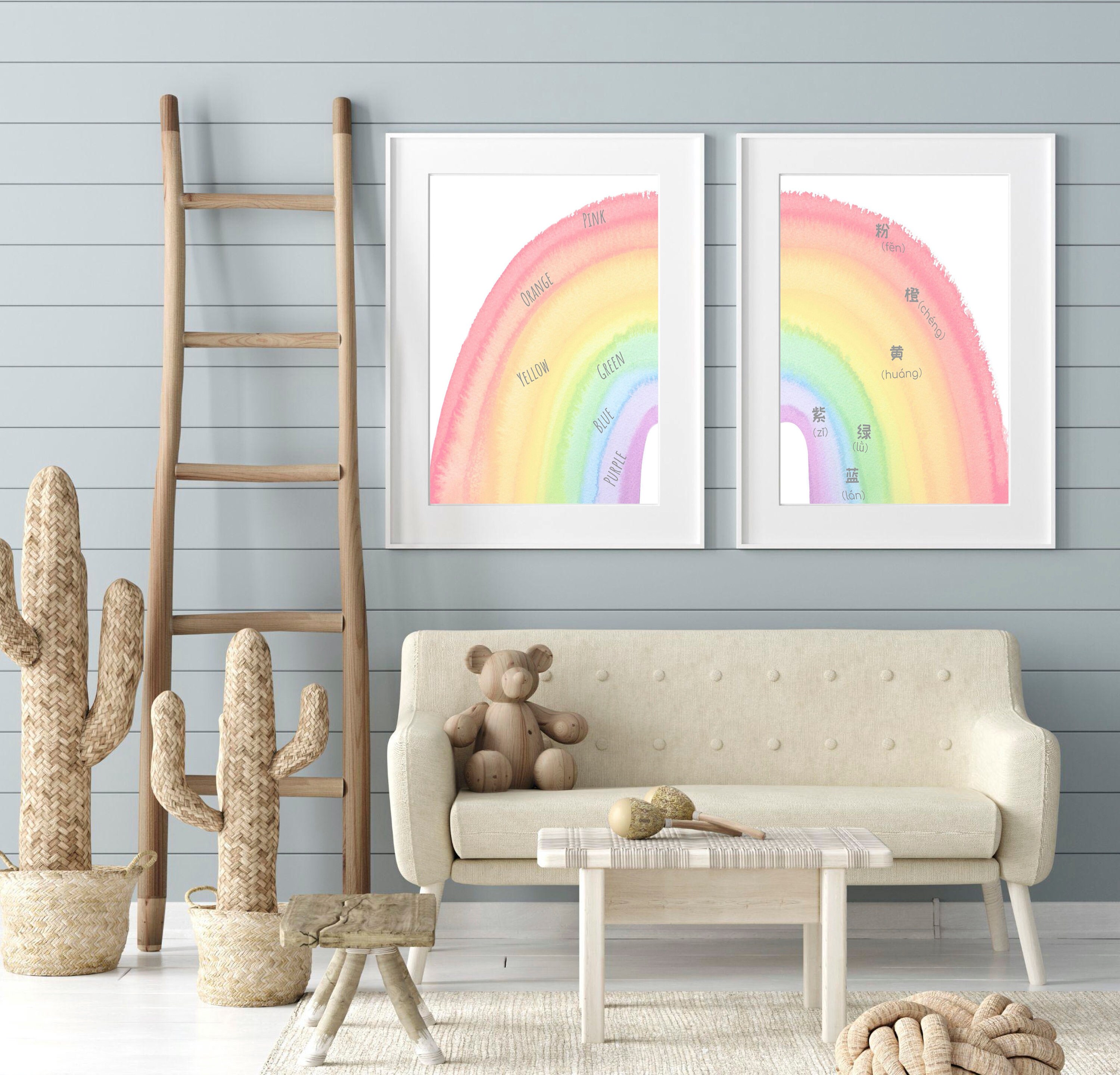 Bilingual Kids Pastel Rainbow Posters Set of 2 | Learn Colors |learn ...