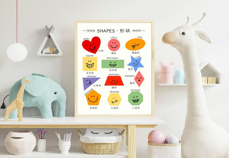 Bilingual Shapes Poster | Learn Chinese |bilingual Education |kids ...