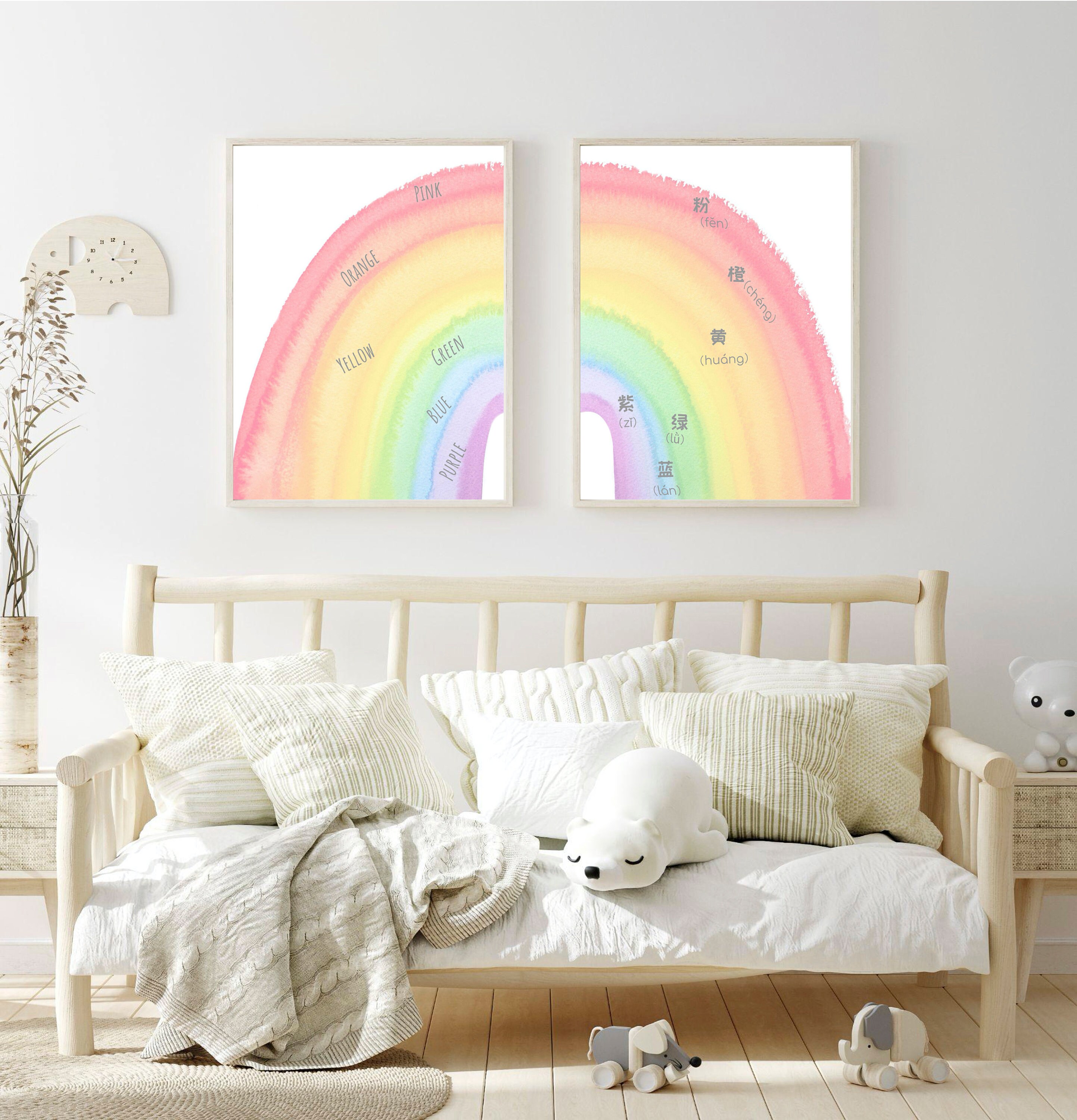 Bilingual Kids Pastel Rainbow Posters Set of 2 | Learn Colors |learn ...