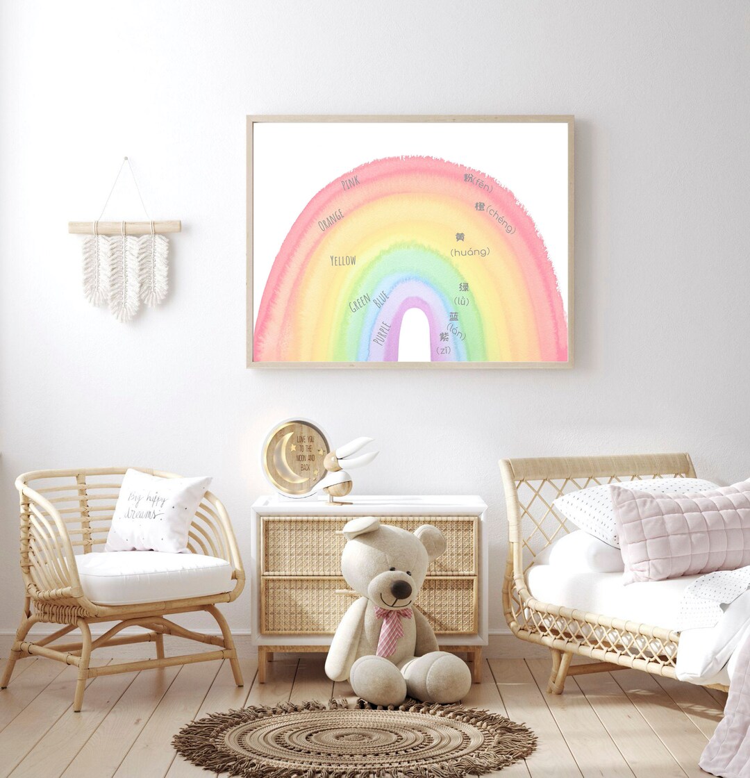 Bilingual Pastel Rainbow Poster| Learn Colors | Learn Chinese |kids ...
