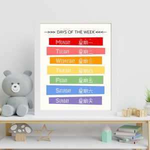 Bilingual Days of the Week Poster |learn Chinese |bilingual Education ...