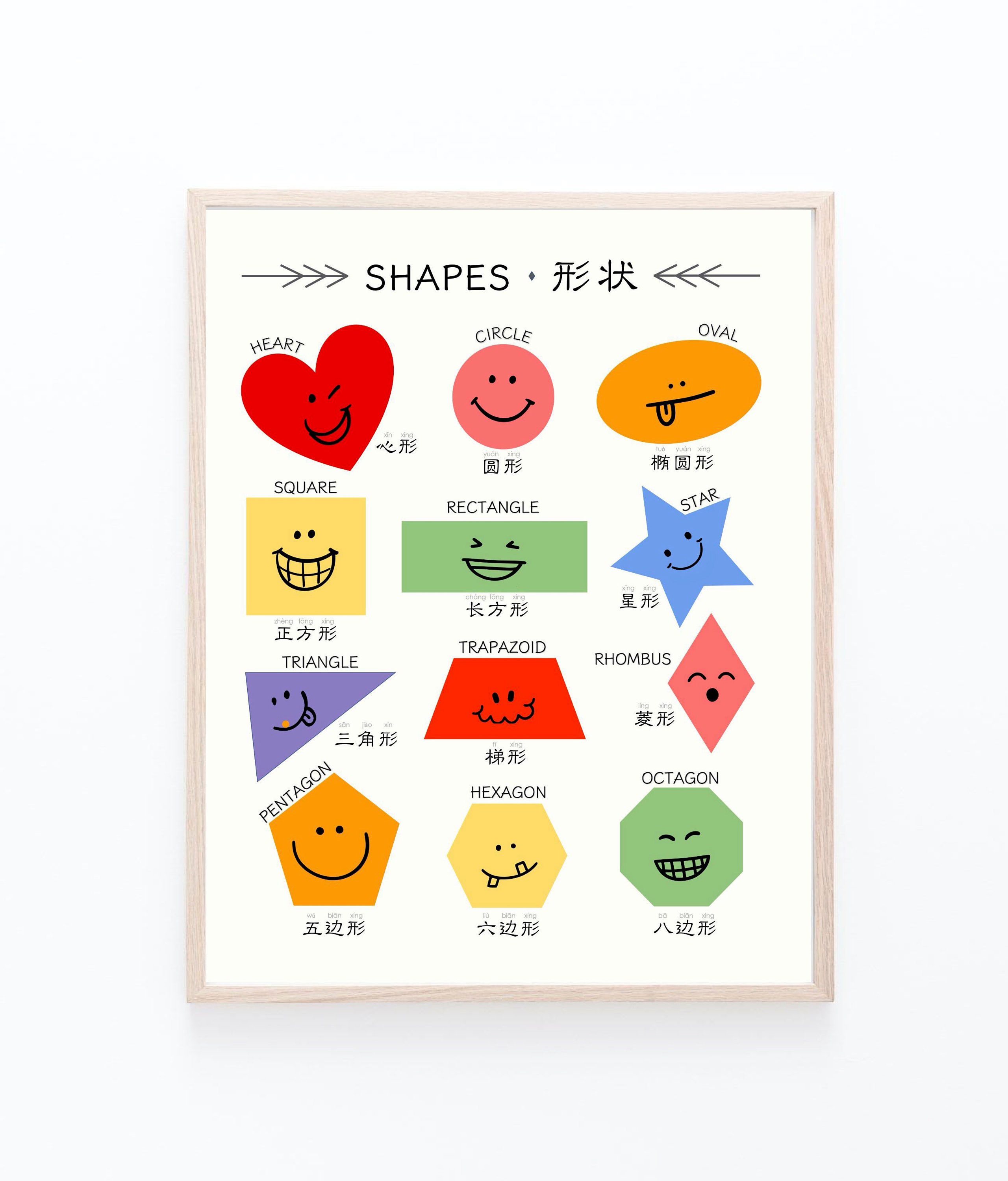 Bilingual Shapes Poster | Learn Chinese |bilingual Education |kids ...