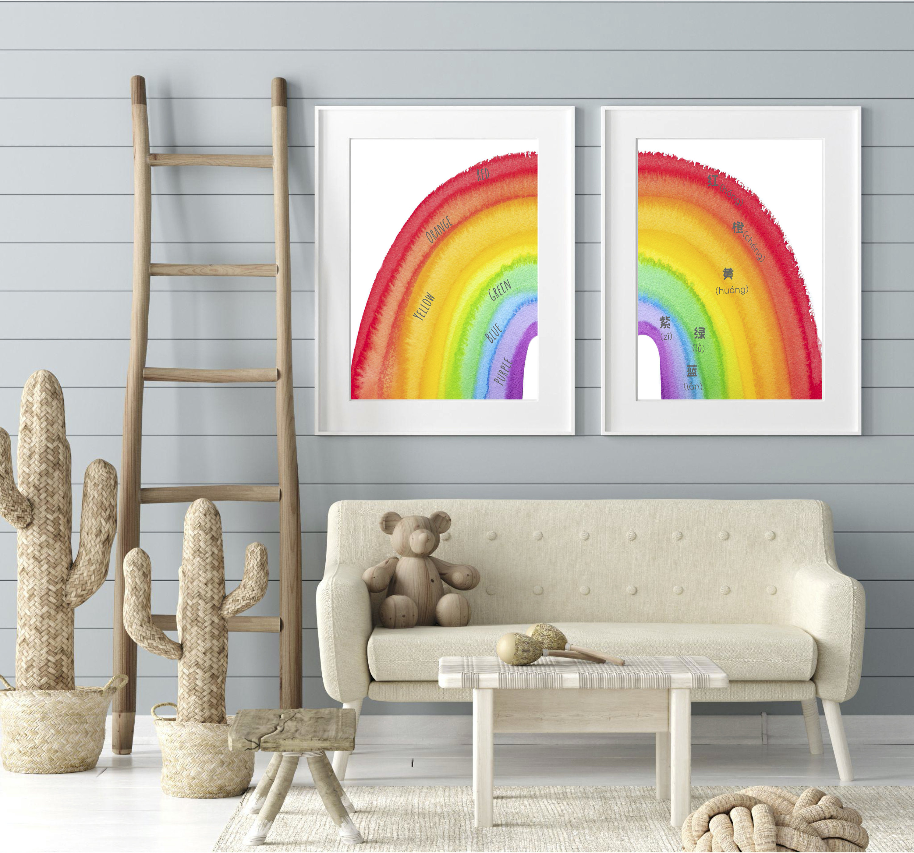 Bilingual Kids Rainbow Posters Set of 2 | Learn Colors |learn Chinese ...