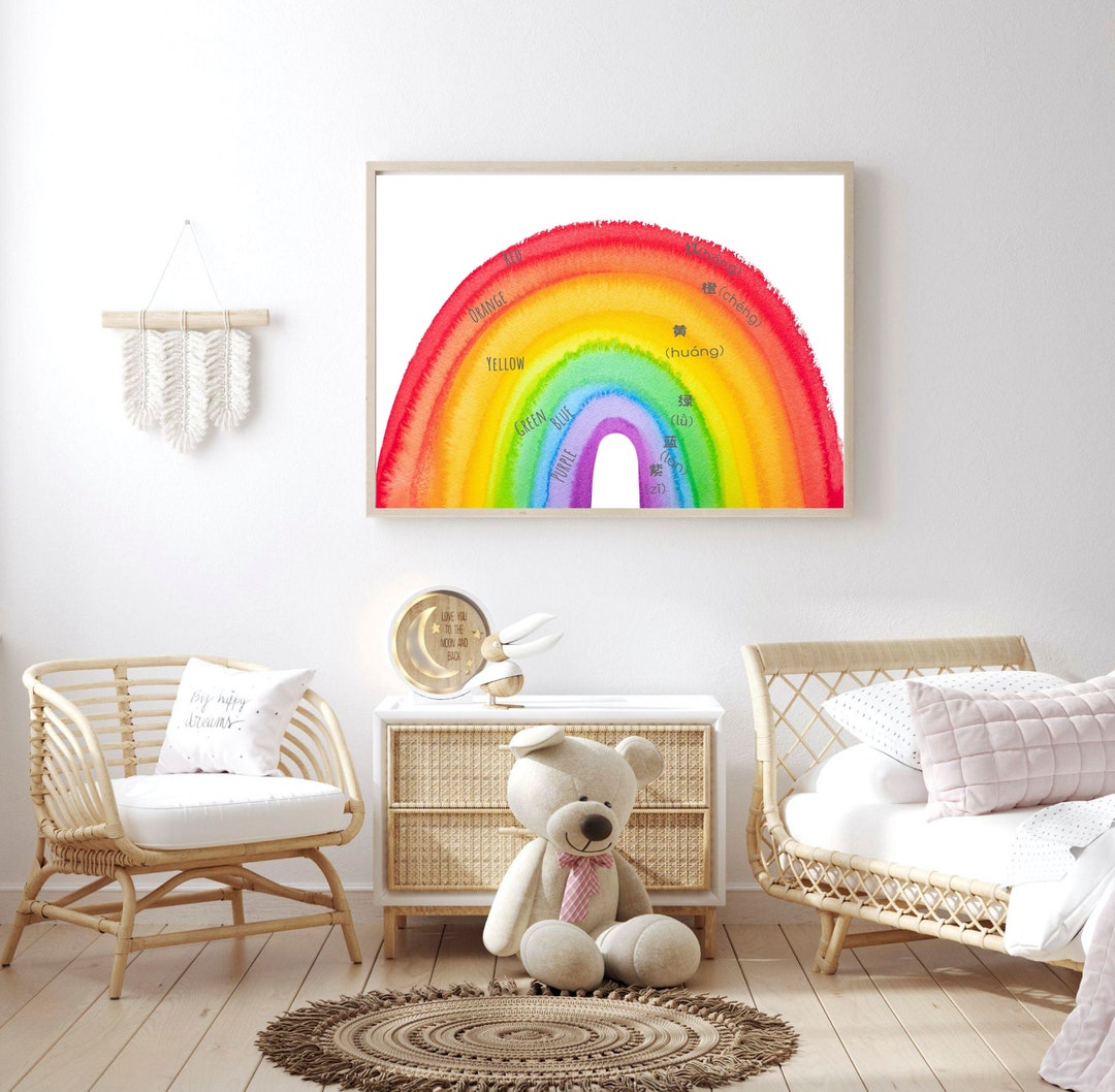 Bilingual Kids Rainbow Poster | Learn Colors |learn Chinese |kids Room ...