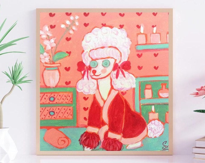 Poodle SPA Original Handmade Acrylic Painting on Canvas, Nursery Animal ...