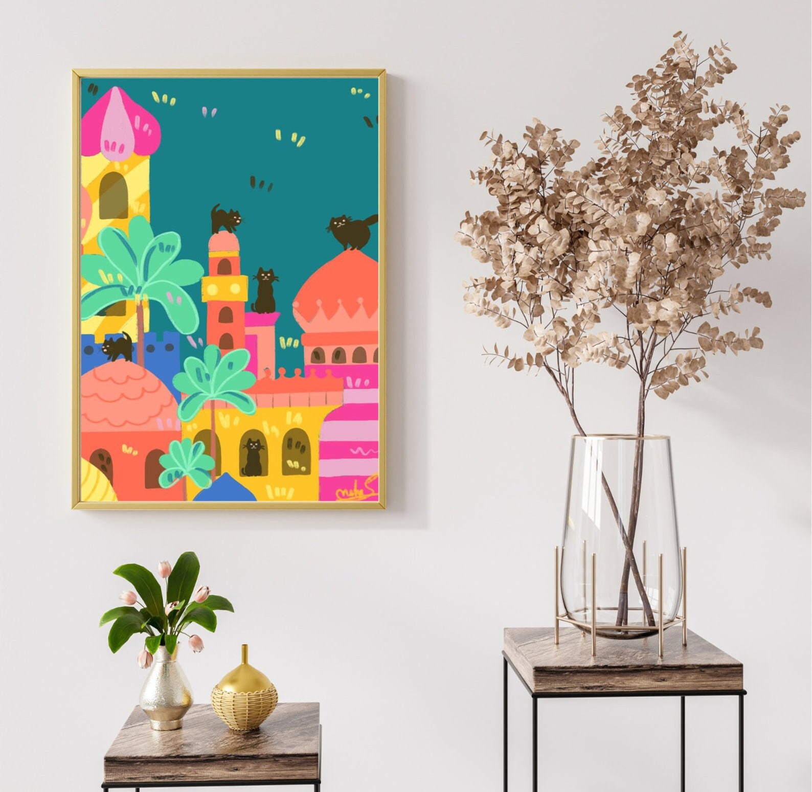 Arabic Cats Printable Painting, Printable Wall Decor, Printable Cat Art ...