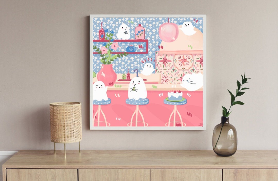 Cute Ghosts in Kitchen Printable Painting, Printable Wall Art I Digital ...