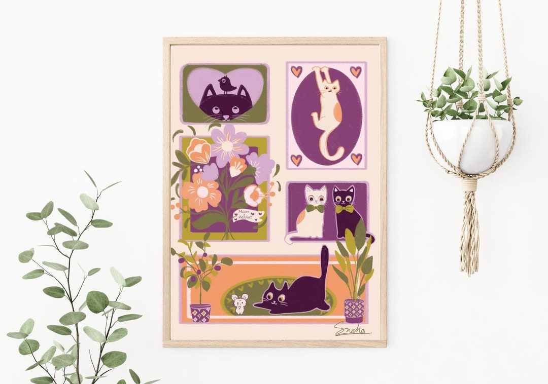 Cat Portrait Collage, Cute Custom Pet Portrait, Custom Cats Portrait ...