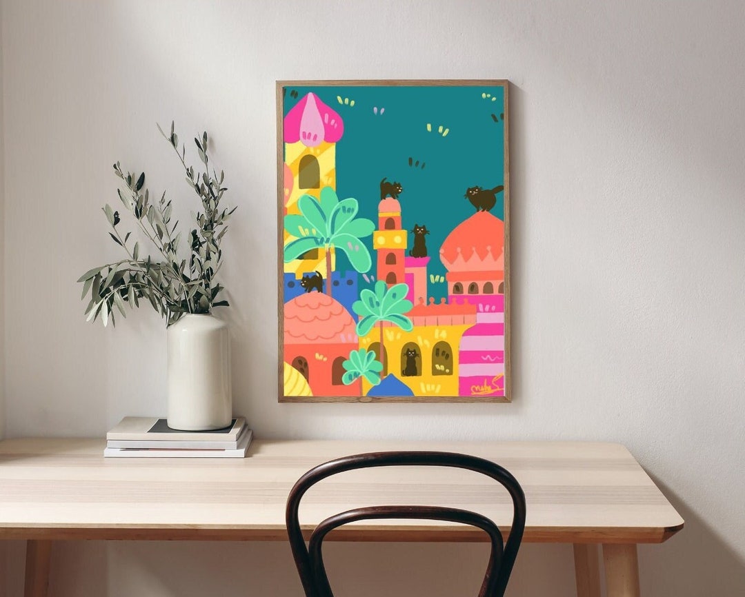 Arabic Cats Printable Painting, Printable Wall Decor, Printable Cat Art ...